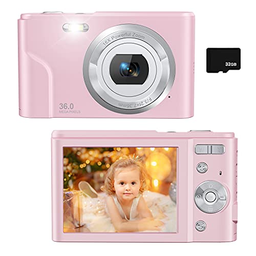 Digital Camera for Kids Boys and Girls - 36MP Children's Camera with 32GB SD CardÂŁÂŹFull HD 1080P Rechargeable Electronic Mini Camera for Students, Teens, Kids