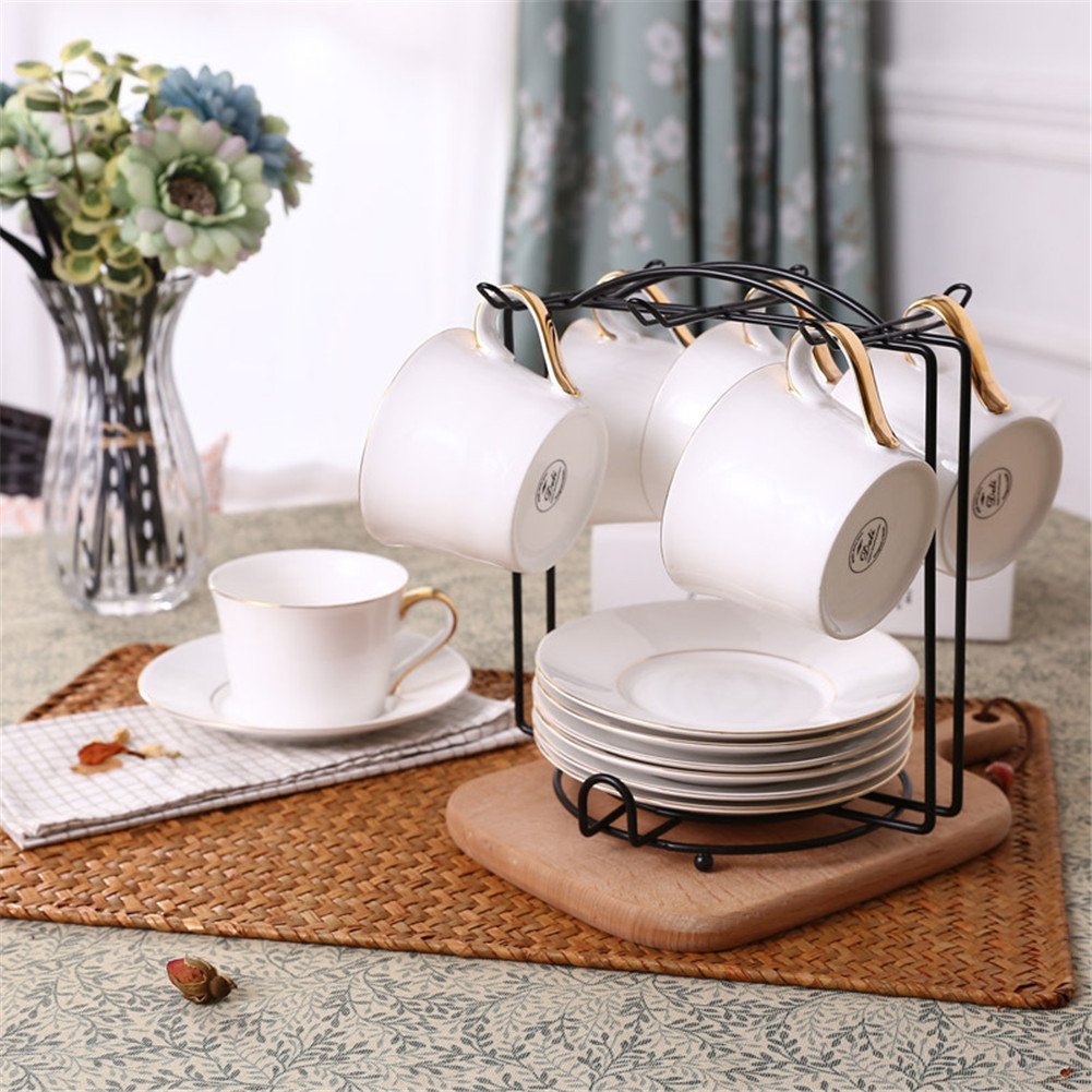 Yontree 6 Hooks Mugs Tree Cup Rack Dishes Organizer Cup Holder Style A