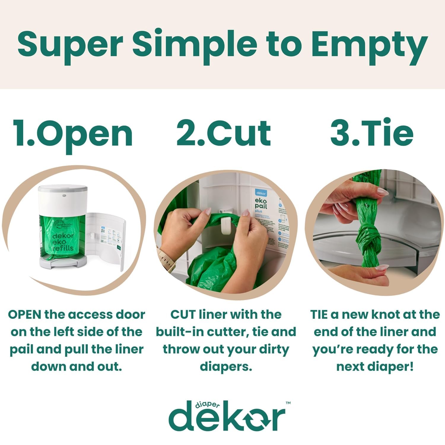 Dekor Classic Hands-Free Diaper Pail | Gray | Easiest to Use | Just Step – Drop – Done | Doesn’t Absorb Odors | 20 Second Bag Change | Most Economical Refill System
