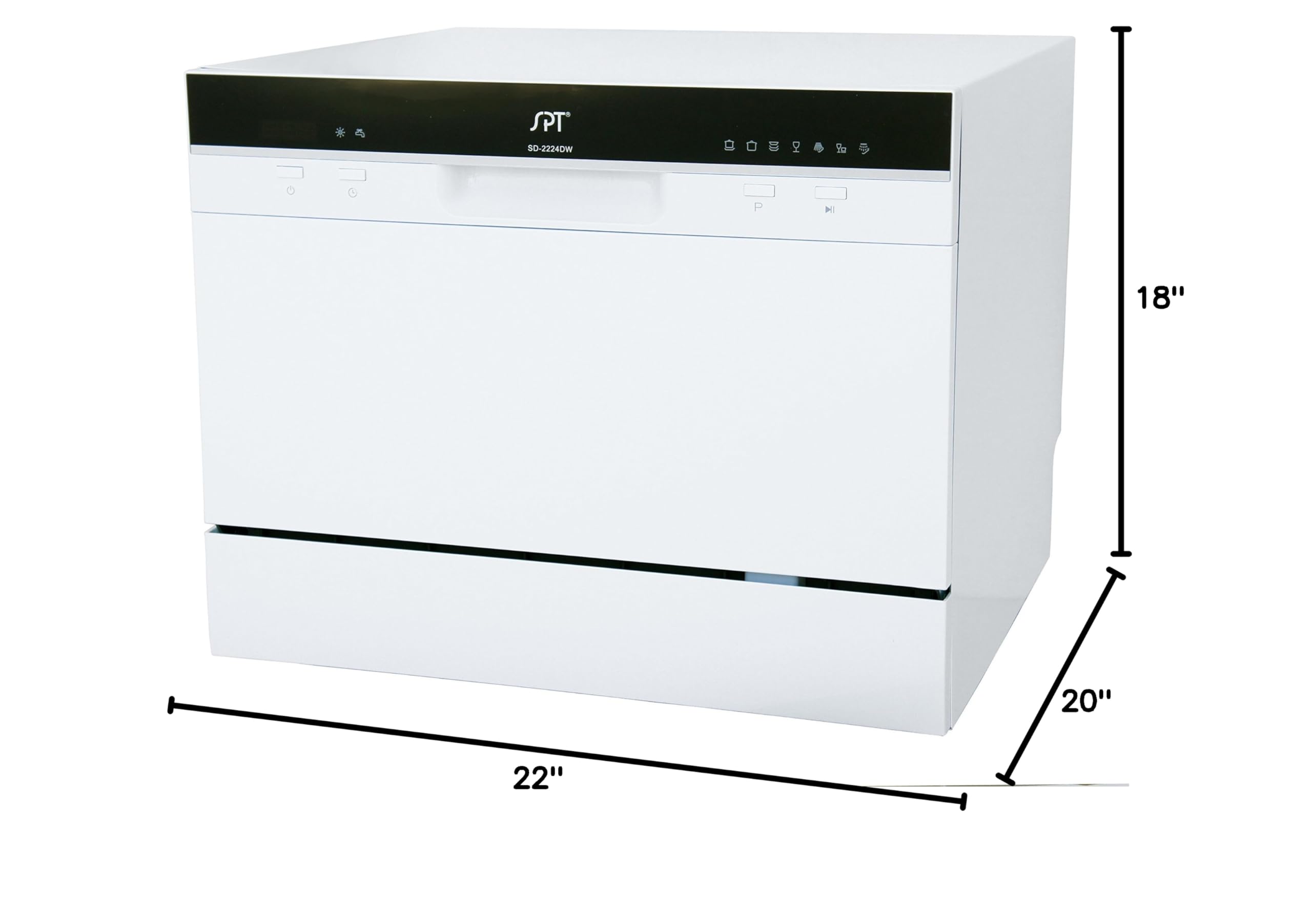 SPT SD-2224DWA Energy Star Countertop Dishwasher with Delay Start & LED – White