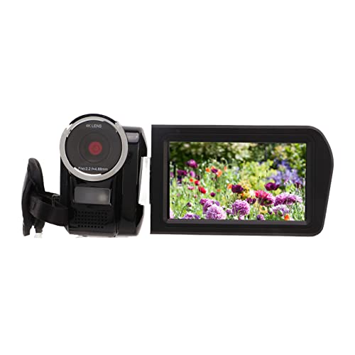 13MP 4K HD DV Camera, 3Inch IPS Screen Digital Video Camera, 30X Digital Zoom Recording Camera, 270 Degree Rotation Shooting Without Dead Angle for Interviews, Travel
