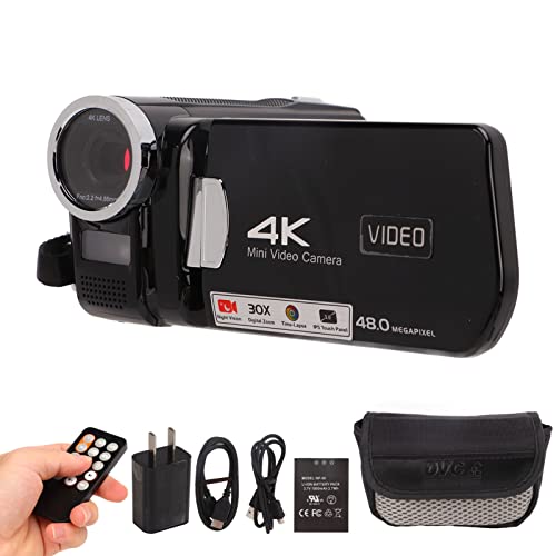 13MP 4K HD DV Camera, 3Inch IPS Screen Digital Video Camera, 30X Digital Zoom Recording Camera, 270 Degree Rotation Shooting Without Dead Angle for Interviews, Travel