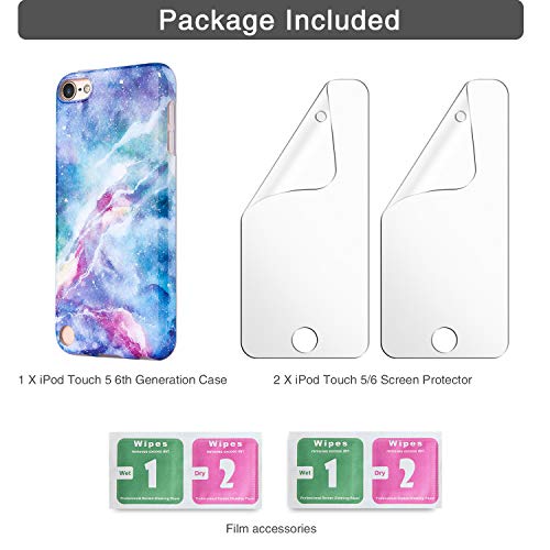 iPod Touch 7th Generation Case with 2 Screen Protectors, IDWELL iPod Touch 6 iPod 5 Case, Slim FIT Anti-Scratch Flexible Soft TPU Bumper Protective Case(Latest Model,2019 Release), Blue Fantasy Sky