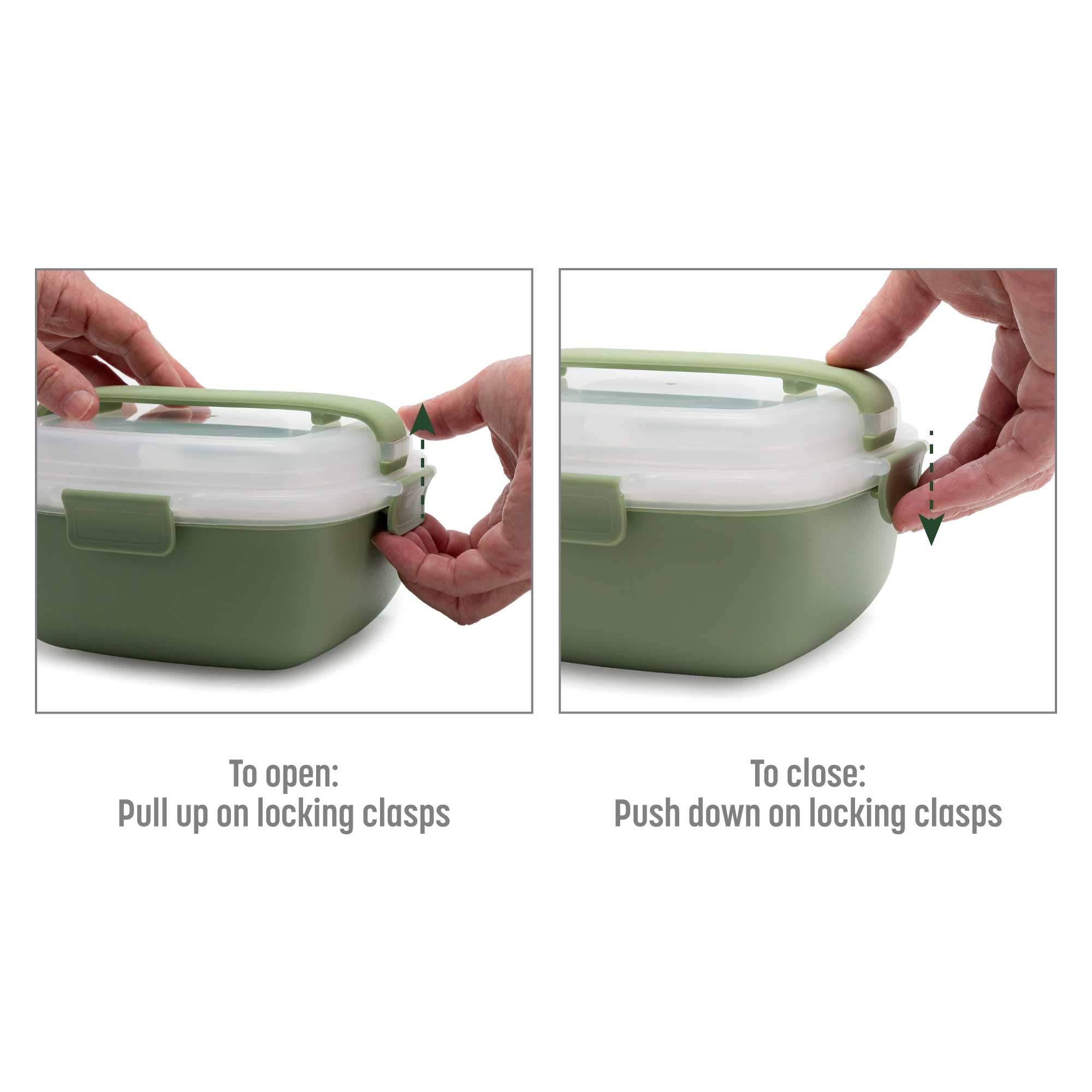 Goodful Stackable Lunch Box Container, Bento Style Food Storage with Removeable Compartments for Sandwich, Snacks, Toppings & Dressing, Leak-Proof and Made without BPA, 56-Oz, Green