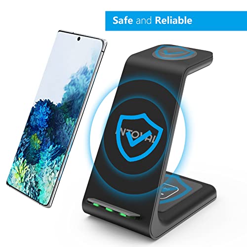 Intoval Wireless Charger,Wireless Charging Station for Samsung Galaxy Phone/Watch/Buds,Fit for Note 20/Note 10/S21/S20,Galaxy Watch 4/3,Active 2/1,Galaxy Buds/Pro/+/Live(S3,Black)