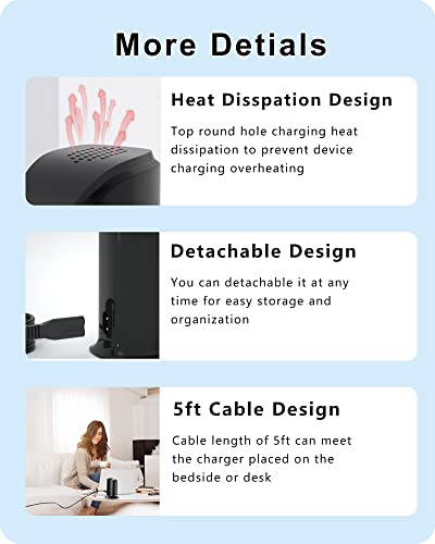 ADRICY USB Charger 6 Port 50W Multi USB Tower Charging Station for Multiple Devices iPhone 14/14 Pro/14 Pro Max/13 Pro/13 Pro Max/Android/Samsung/Tablet,etc