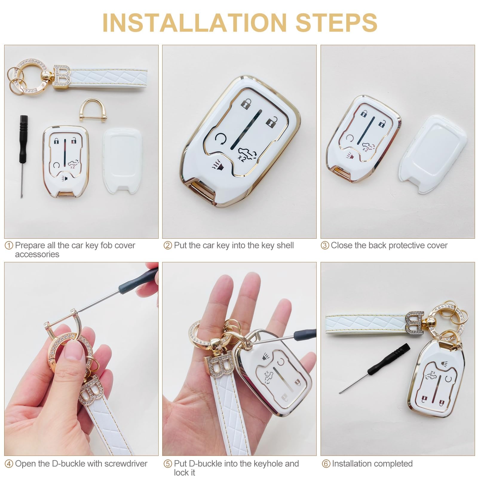 TX-INNO AUTO Key Fob Cover Compatible with Smart Key, Soft TPU Key Case with Keychain