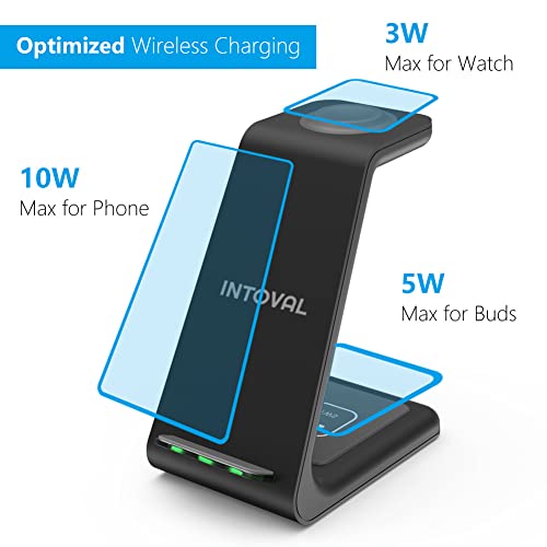 Intoval Wireless Charger,Wireless Charging Station for Samsung Galaxy Phone/Watch/Buds,Fit for Note 20/Note 10/S21/S20,Galaxy Watch 4/3,Active 2/1,Galaxy Buds/Pro/+/Live(S3,Black)