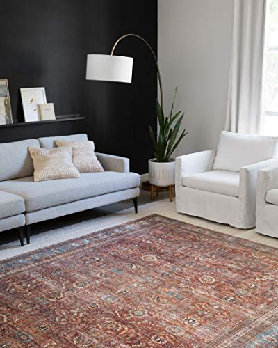 Loloi II Layla Collection LAY-01 Brick/Blue, Traditional 2'-3" x 3'-9" Accent Rug