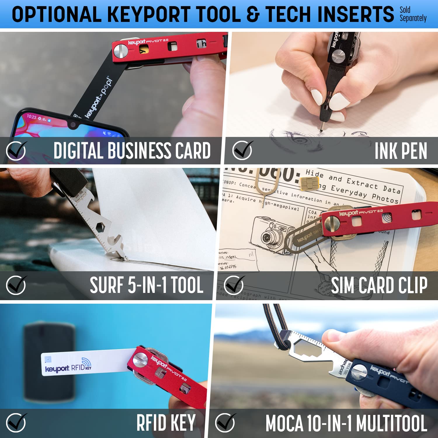 Keyport Pivot 2.0 - Premium Key Organizer Keychain w/Key Ring for Auto Fob + Lost & Found | Smart Key Chain for Men | Modern Car Key Holder + EDC Tools | Compact Minimalist Key Case | Aluminum (Red)