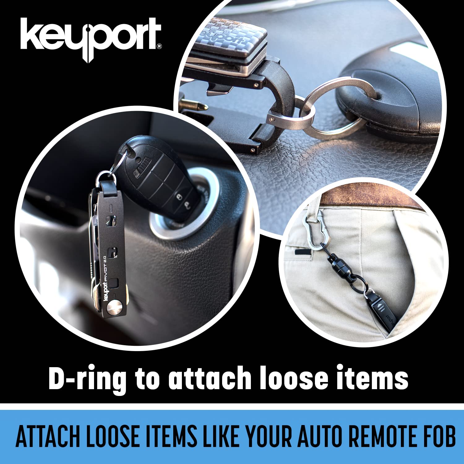 Keyport Pivot 2.0 - Premium Key Organizer Keychain w/Key Ring for Auto Fob + Lost & Found | Smart Key Chain for Men | Modern Car Key Holder + EDC Tools | Compact Minimalist Key Case | Aluminum (Red)