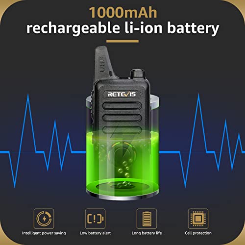 Retevis RT22S 2 Way Radios Rechargeable,Long Range Walkie Talkies with Earpiece and Mic Set,Channel Display,Signal Prompt,Handsfree Portable Two-Way Radio(6 Pack) with 6 Way Multi Gang Charger