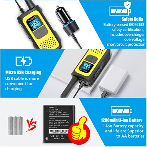 Walkie Talkies, NXGKET Walkie Talkies for Adults Long Range 4 Pack, 22 Channels Two-Way Radios FRS VOX, Walky Talky Rechargeable with Li-ion Battery USB Charger Auto Squelch for Biking Camping Hiking