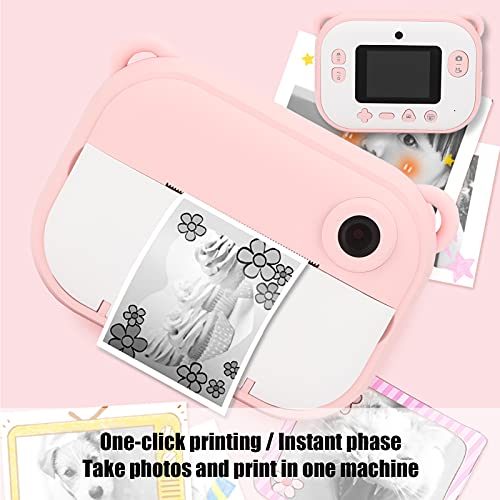 Print Out Camera, Photos Appear Immediately Small Portable One-Click Printing Kids Camera Prints Photos Easily Grasp for Kids for Outdoor(Pink)