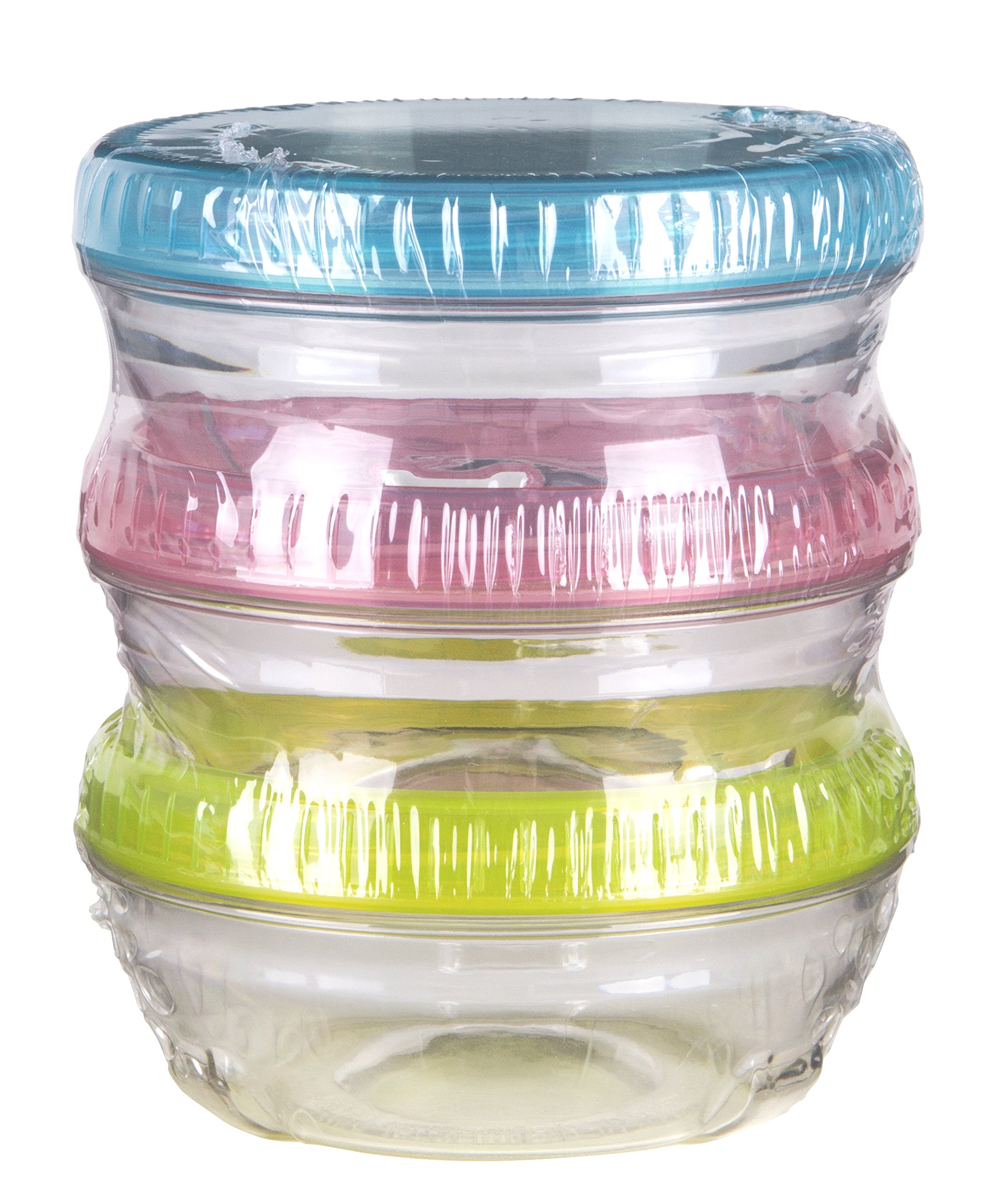 ArtBin 6942AD Twisterz 3-Pack, Small Art & Craft Organizers, 3.4 Fluid oz, [3] Interlocking Plastic Storage Jars, Clear with Multicolored Lids, Large/Short, Multi Colored, 3 Piece