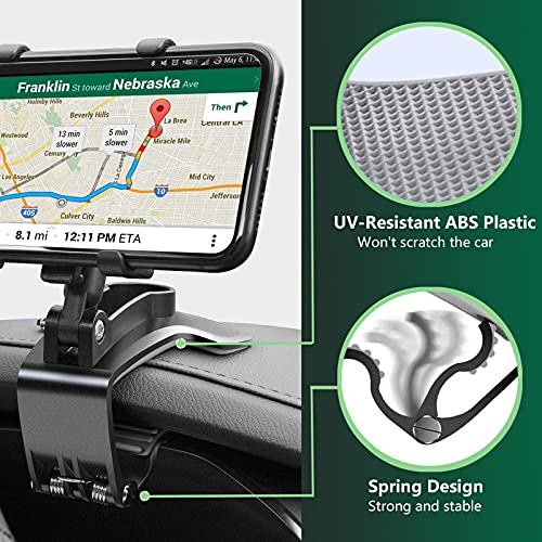 PKYAA Car Dashboard Phone Holder, Rotating Dashboard Clip Cell Phone Holder, 360-Degree Rotation Mobile Clip Stand for 4 to 7 inches Smartphones