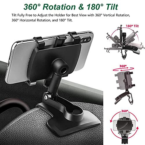 PKYAA Car Dashboard Phone Holder, Rotating Dashboard Clip Cell Phone Holder, 360-Degree Rotation Mobile Clip Stand for 4 to 7 inches Smartphones