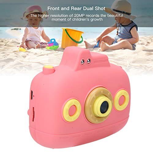 Jiawu Kids Camera, Video Camera Mini Front/Rear Dual Shot Digital 2.4inch Electronic Gift HD for Taking Photos for Recording Videos(Pink)