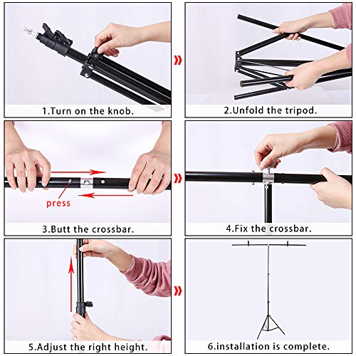 Kmhesvi Green Screen Backdrop with Stand - 5ft x 6.5ft Adjustable Photo Backdrop Stand T-Shape with Backdrop, 3P Spring Clamps, 1P Carry Bag for Video Studio Photography