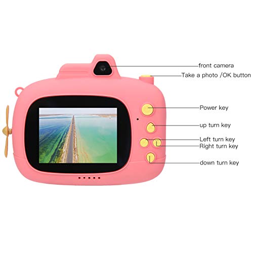 Jiawu Kids Camera, Video Camera Mini Front/Rear Dual Shot Digital 2.4inch Electronic Gift HD for Taking Photos for Recording Videos(Pink)