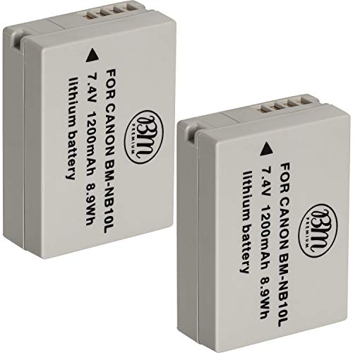 BM Premium (2 Pack NB-10L Battery for Canon PowerShot G1 X, G3-X, G15, G16, SX40 HS, SX50 HS, SX60 HS Digital Camera