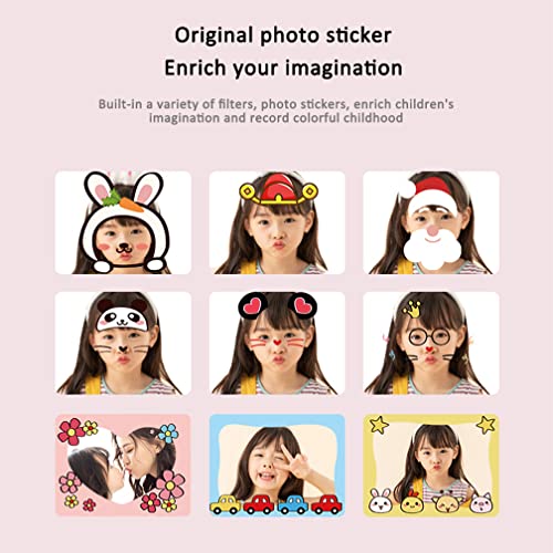 QSYY Printable Children's Camera, Wrong Title Printer, Photo Video Digital Camera, Birthday for Boys and Girls, with 32G Memory and Printing Paper,Pink