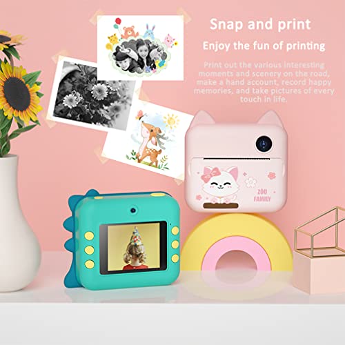 QSYY Printable Children's Camera, Wrong Title Printer, Photo Video Digital Camera, Birthday for Boys and Girls, with 32G Memory and Printing Paper,Pink