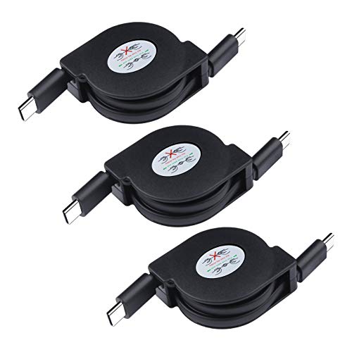 Type C Cable for Galaxy S21,3Pack 3.3FT Retractable USB C to USB C Cable Fast Charge Android Type C Cord for Samsung Galaxy S22 Ultra S20 FE S21 S10 Plus Note 20 A23 A33 A81 A91, LG, Moto,Google Pixel