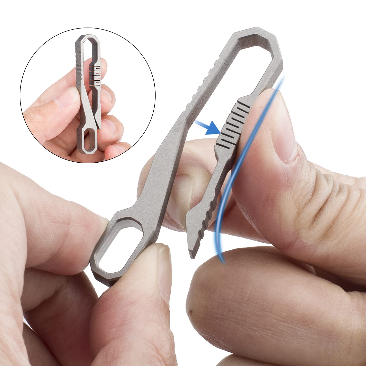 TISUR Keychain Clip, Titanium Key Holder with Detachable Keyring for pants, Key Accessory, Gifts for Men Women (25mm Ti Ring)