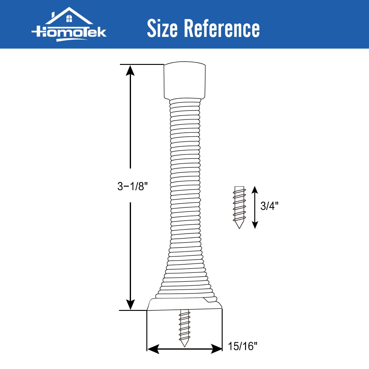 HOMOTEK 12 Pack Black Spring Door Stops,3-1/8" Heavy Duty Door Stop - Flexible Spring Door Stopper with Low Mounted Black Rubber Bumper Tips