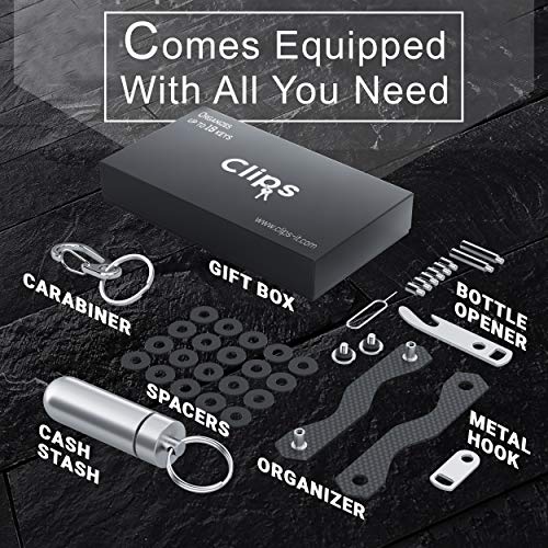 Smart Compact Key Organizer Keychain - Made of Carbon Fiber & Stainless Steel- Pocket key Chain Organizer Up to 28 Keys- Lightweight, Strong Includes Bottle Opener, Carabiner & More