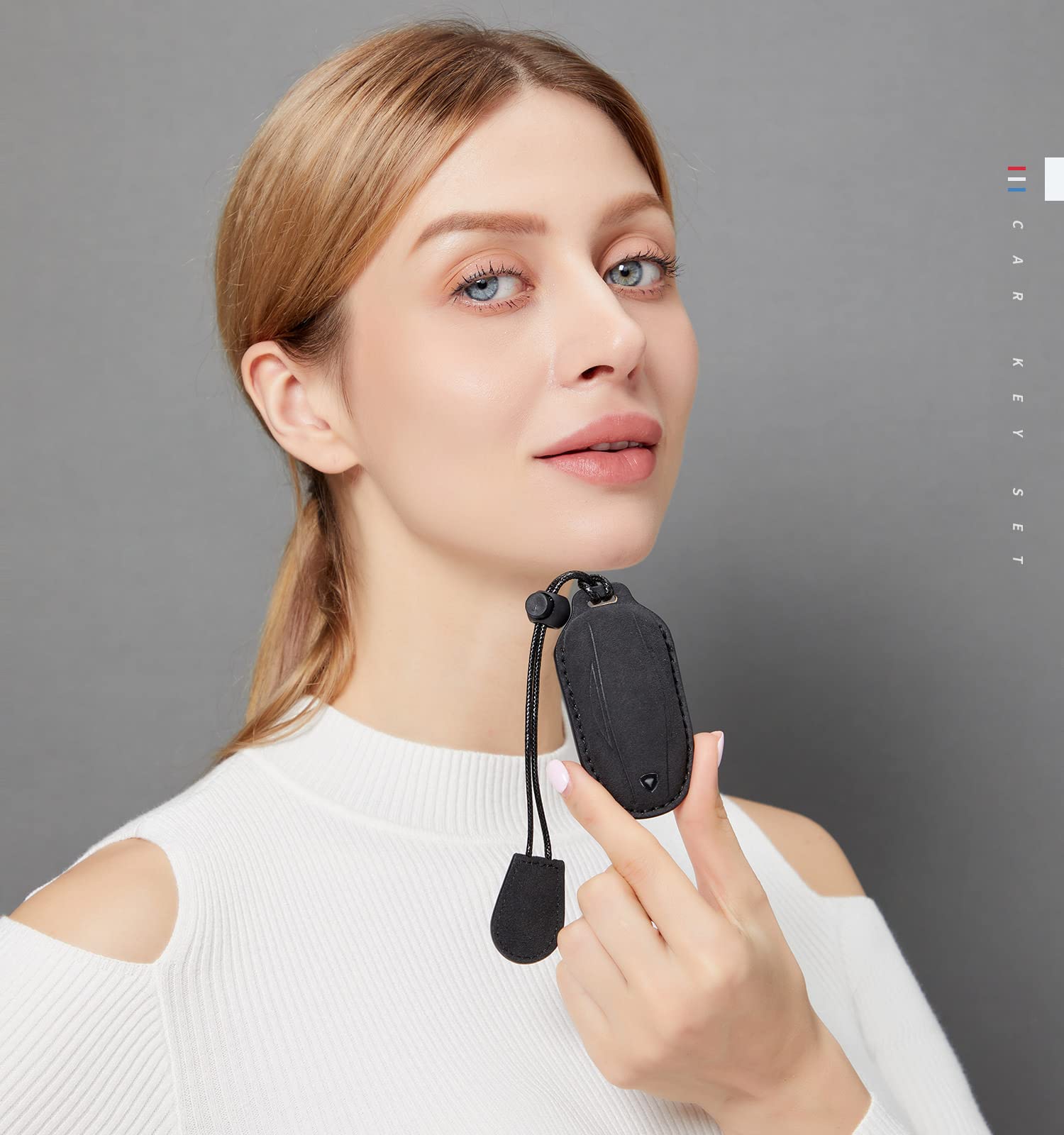 CROWEIPT for Tesla Model X Key Fob Cover Holder Keychain Case Suede Leather for Tesla Model X Smart Remote Accessories