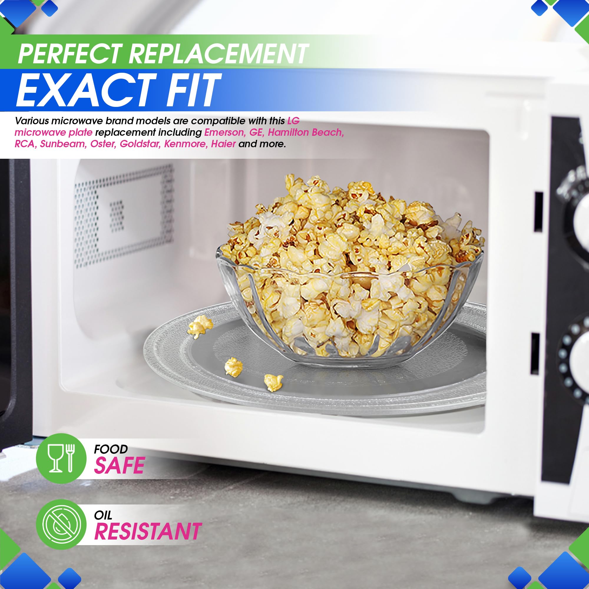Microwave Plate Replacement for Whirlpool W10337247, W11367904 Microwave Glass Turntable Tray 12 Inch