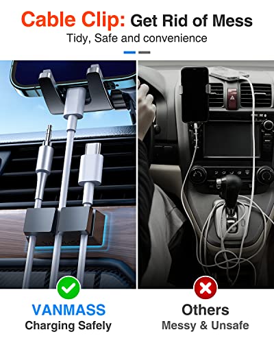 VANMASS 7.0 Upgraded Car Phone Holder Mount [Never-Drop Steel Hook] & [A Cable Clip], Stable A+ Car Vent Phone Mount, Auto Cell Phone Holder, Handsfree Cradles for iPhone 14 13 12 11 Pro Max Samsung