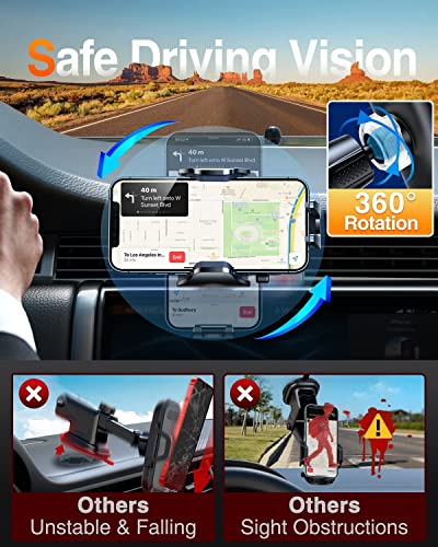 VANMASS 7.0 Upgraded Car Phone Holder Mount [Never-Drop Steel Hook] & [A Cable Clip], Stable A+ Car Vent Phone Mount, Auto Cell Phone Holder, Handsfree Cradles for iPhone 14 13 12 11 Pro Max Samsung