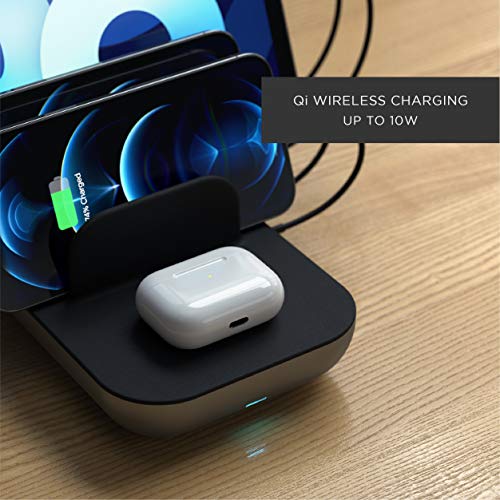 Satechi Multi Device Charging Station Dock 5 with Wireless Charging - iPad Charging Station - iPad Dock β for iPad Pro/Air M1, 14 Pro Max/14 Pro/14/14 Plus, 13 Pro Max/13 Pro/13 Mini/13, AirPods 2/1