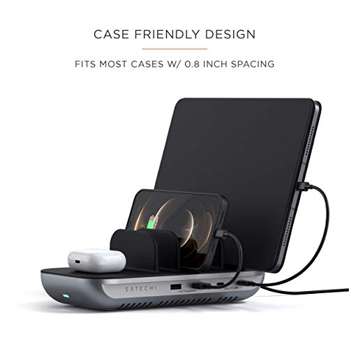 Satechi Multi Device Charging Station Dock 5 with Wireless Charging - iPad Charging Station - iPad Dock β for iPad Pro/Air M1, 14 Pro Max/14 Pro/14/14 Plus, 13 Pro Max/13 Pro/13 Mini/13, AirPods 2/1
