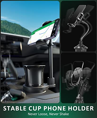 Car Cup Holder Phone Mount: Universal Auto Cell Phone Stand with Drink Expand Cup Holder for Truck | SUV | Automobile Compatible with iPhone & Samsung and Other Android Smartphone