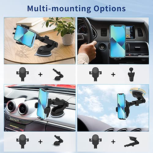 SUPERNIGHT Wireless Car Charger, 15W Qi Fast Charging Auto Clamping Phone Holder Mount on Air Vent & Dashboard for iPhone Samsung Galaxy etc, Wireless Auto-Sensing Charger Phone Holder