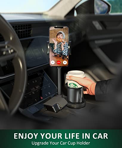 Car Cup Holder Phone Mount: Universal Auto Cell Phone Stand with Drink Expand Cup Holder for Truck | SUV | Automobile Compatible with iPhone & Samsung and Other Android Smartphone