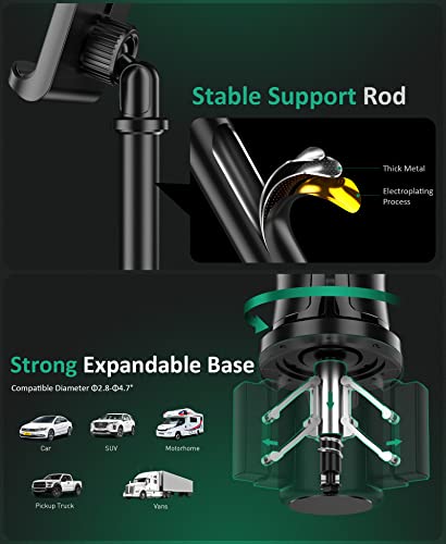 Car Cup Holder Phone Mount: Universal Auto Cell Phone Stand with Drink Expand Cup Holder for Truck | SUV | Automobile Compatible with iPhone & Samsung and Other Android Smartphone