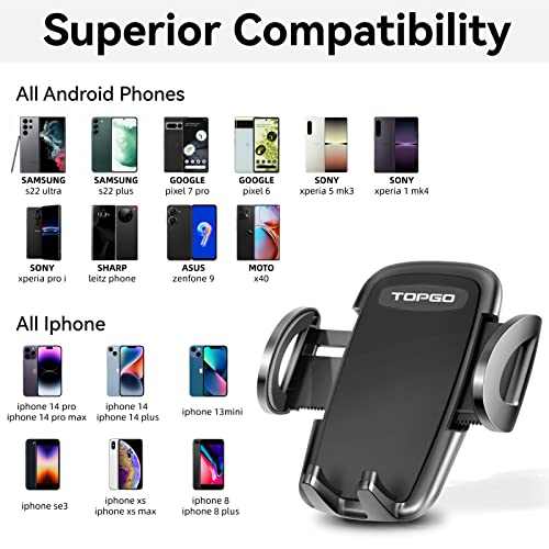TOPGO Cup Holder Phone Mount, Cup Phone Holder for Car [Secure & Stable] Cup Holder Phone Holder Cell Phone Automobile Cradle for iPhone 14, Samsung and More Smart Phone -Black