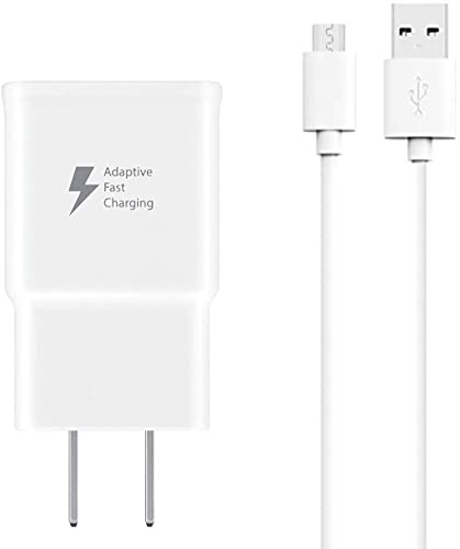 Galaxy S7 Adaptive Fast Charging Wall Charger Kit Set with Micro 2.0 USB Cable, Compatible with Samsung Galaxy S7/Edge/S6/Note5/4/S3 (White)