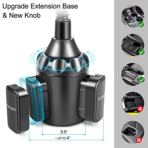 TOPGO Cup Holder Phone Mount, Cup Phone Holder for Car [Secure & Stable] Cup Holder Phone Holder Cell Phone Automobile Cradle for iPhone 14, Samsung and More Smart Phone -Black
