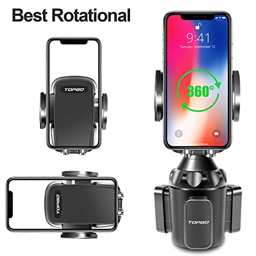 TOPGO Cup Holder Phone Mount, Cup Phone Holder for Car [Secure & Stable] Cup Holder Phone Holder Cell Phone Automobile Cradle for iPhone 14, Samsung and More Smart Phone -Black