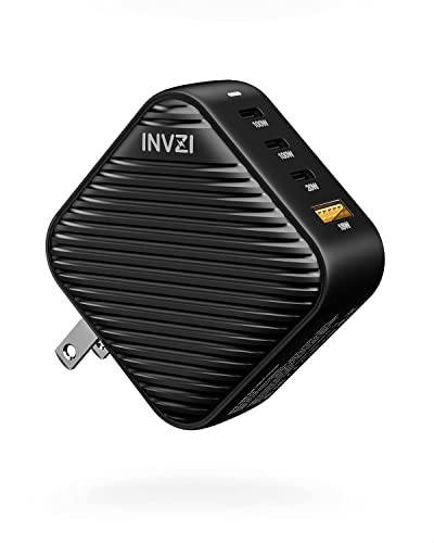INVZI 100W USB C Multiport Charger, GaN III 4-Port USB Charging Station Fast Charger Power Adapter for MacBook Pro Air, iPad Pro, Dell XPS, Galaxy S21/S20, iPhone 13 12/12 Pro, Note 20/10+, Pixel