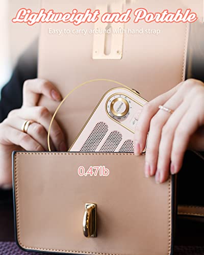 Greadio Retro Bluetooth Speaker, Vintage Speaker with Cute Old Fashion Style, Good Sound, Bluetooth 5.0, TF Card, AUX Input, USB Drive MP3 Player for Home,Outdoor,Travel,Party,Gift (Pink)