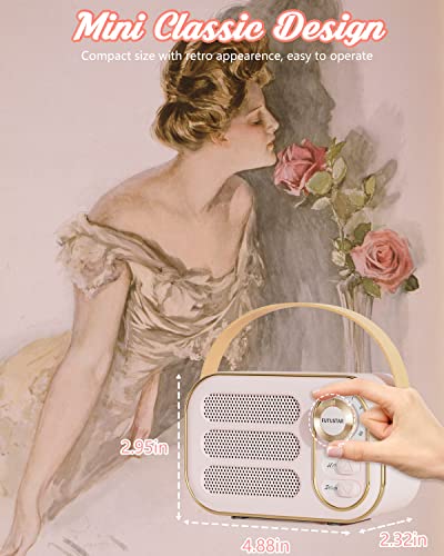Greadio Retro Bluetooth Speaker, Vintage Speaker with Cute Old Fashion Style, Good Sound, Bluetooth 5.0, TF Card, AUX Input, USB Drive MP3 Player for Home,Outdoor,Travel,Party,Gift (Pink)