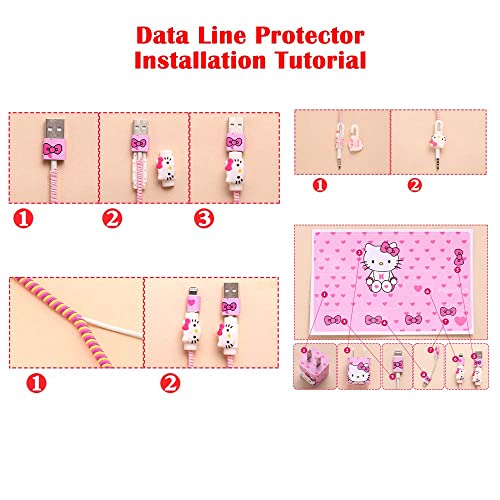 ZOSTLAND Stitch Set DIY Protectors Phone Ring Data Cable 5W/18W/20W USB Charger Line Earphone Wire Saver Protector Compatible with iPhone 5 6 7 8 Plus X 11 12 13 14 Max iWatch (Upgrade Styles, Stitch)