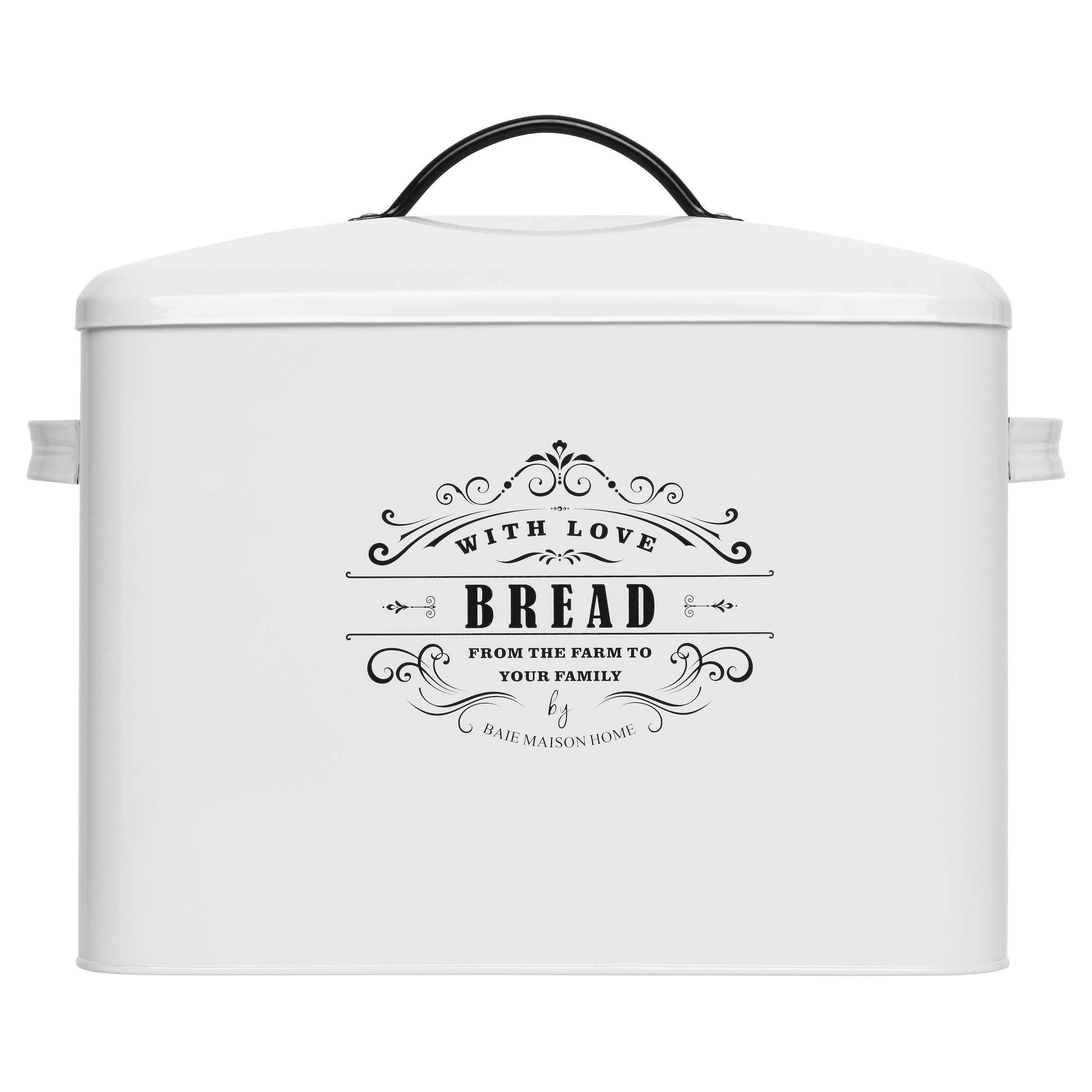Extra Large White Farmhouse Bread Box for Kitchen Countertop - Holds 2+ Loaves for All Your Bread Storage - Bread Container Counter Organizer to Suit Farmhouse Kitchen Decor, Vintage Kitchen, Rustic